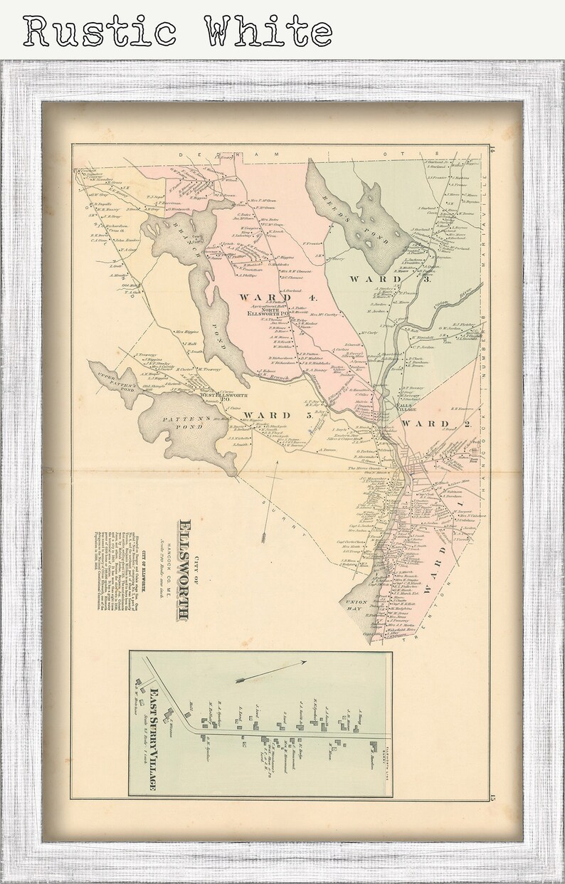 ELLSWORTH, Maine 1881 Map, Replica or Genuine ORIGINAL - Etsy