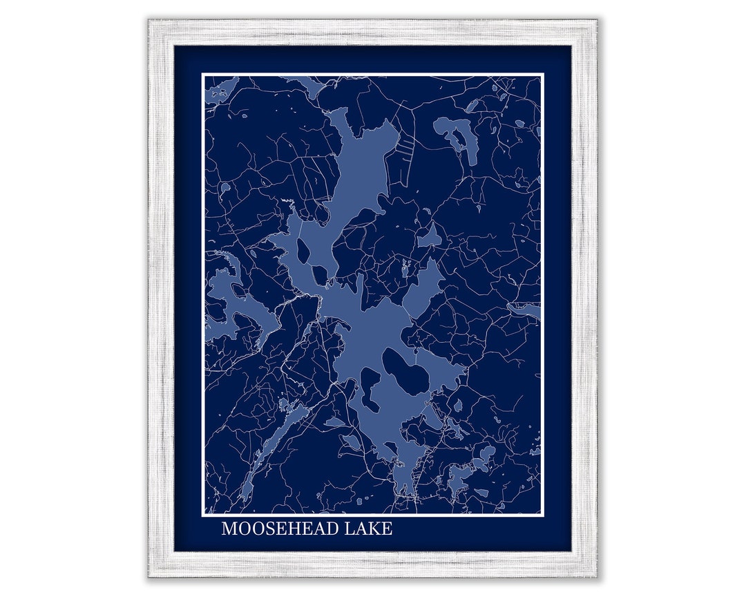 MOOSEHEAD LAKE, Maine - Contemporary Map Poster Blueprint - Etsy