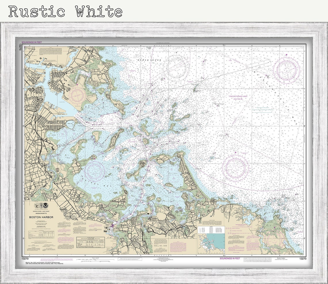 BOSTON HARBOR, Massachusetts - Nautical Chart 2018 - Etsy