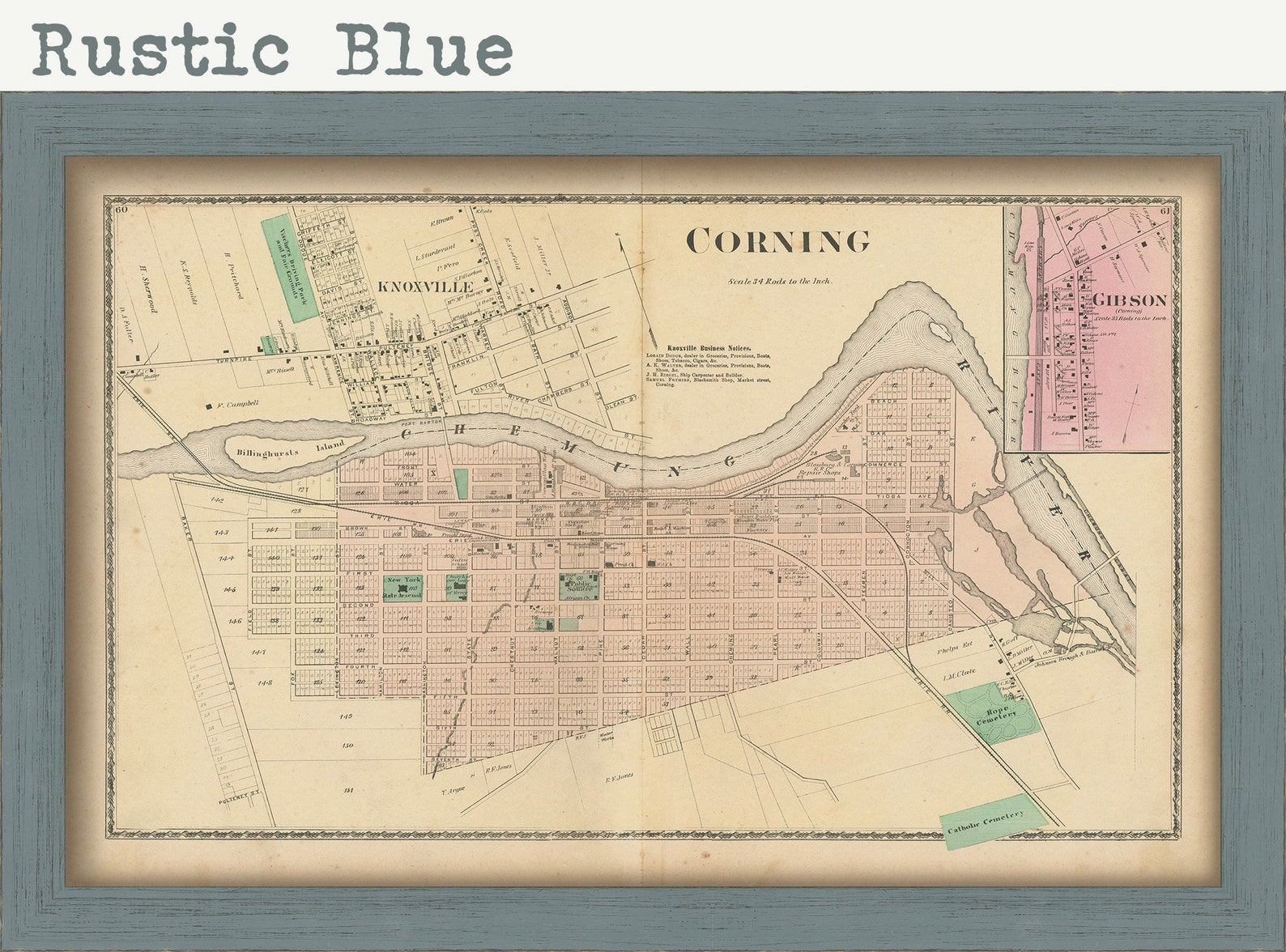 Village of CORNING New York 1873 Map Replica or Genuine - Etsy
