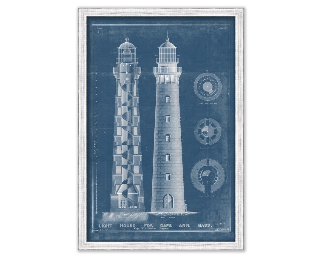 CAPE ANN LIGHT, Massachusetts - Blueprint Drawing and Plan of the ...