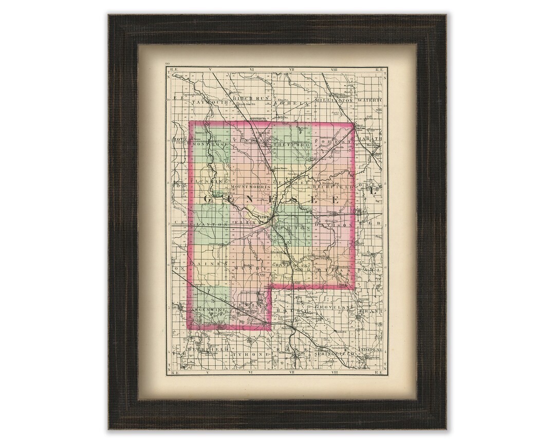 GENESEE COUNTY, Michigan 1873 Map - Replica or Genuine Original - Etsy