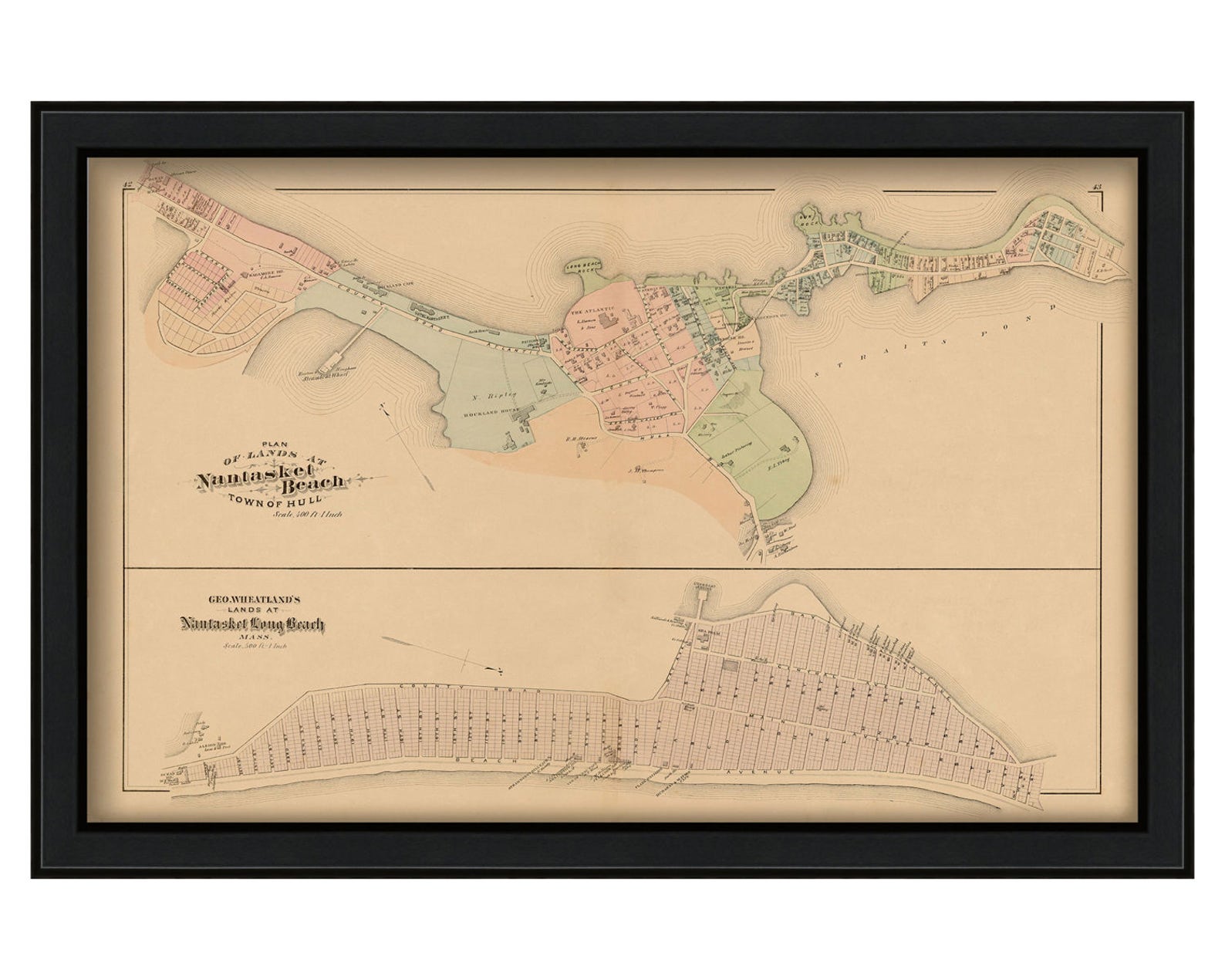 NANTASKET BEACH Masachusetts 1879 Map Colored Reproduction | Etsy