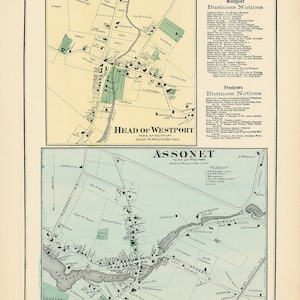 ASSONET, Massachusetts 1871 Map - Replica or GENUINE ORIGINAL - Etsy