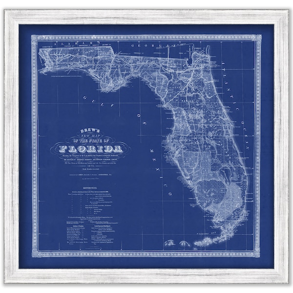 Blueprint Map of Florida - Etsy