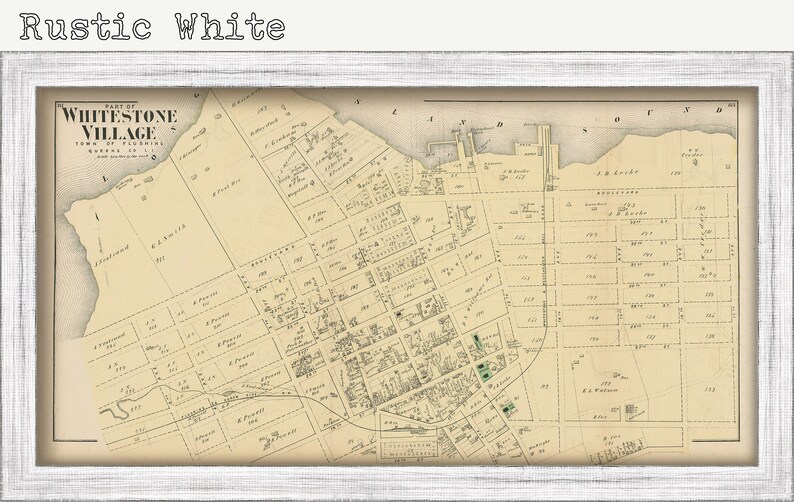 Whitestone Village, Flushing, New York 1873 Map, Replica and GENUINE ...