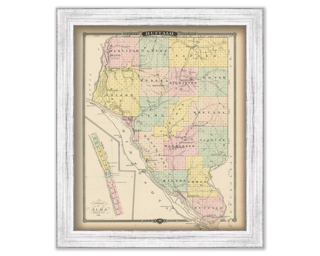 BUFFALO COUNTY, Wisconsin 1878 Map, Replica or Genuine Original - Etsy