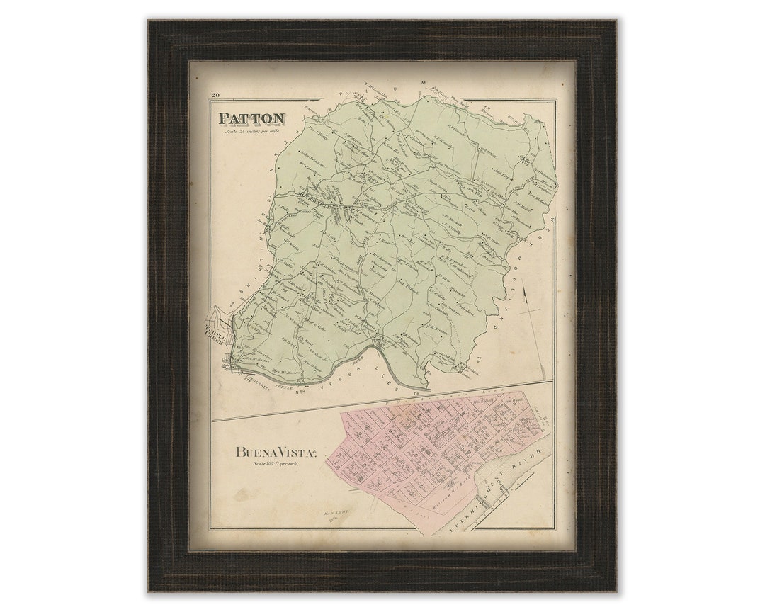 PATTON and Buena Vista, Pennsylvania 1876 Map - Replica or Genuine ...