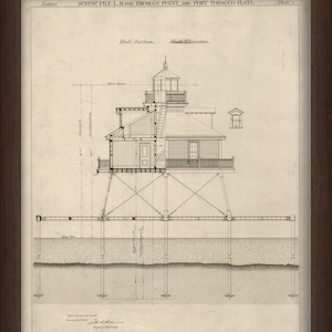 THOMAS POINT SHOAL Lighthouse, Cheapeake Bay, Maryland - Drawing and ...