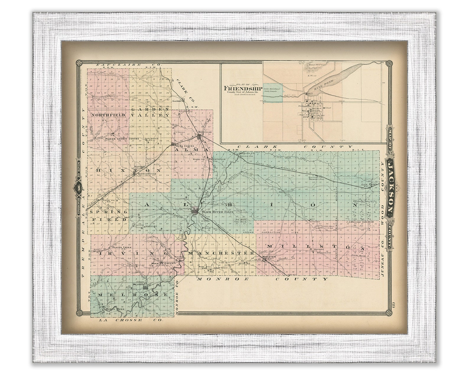 JACKSON COUNTY Wisconsin 1878 Map Replica or Genuine | Etsy