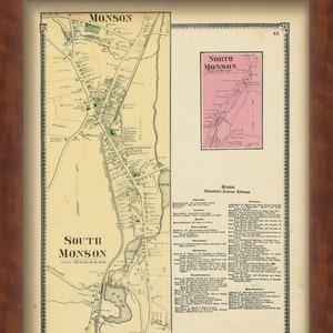 Village of MONSON, Massachusetts 1870 Map - Etsy