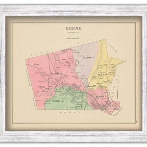 KEENE, New Hampshire 1892 Map, Replica or Genuine ORIGINAL - Etsy