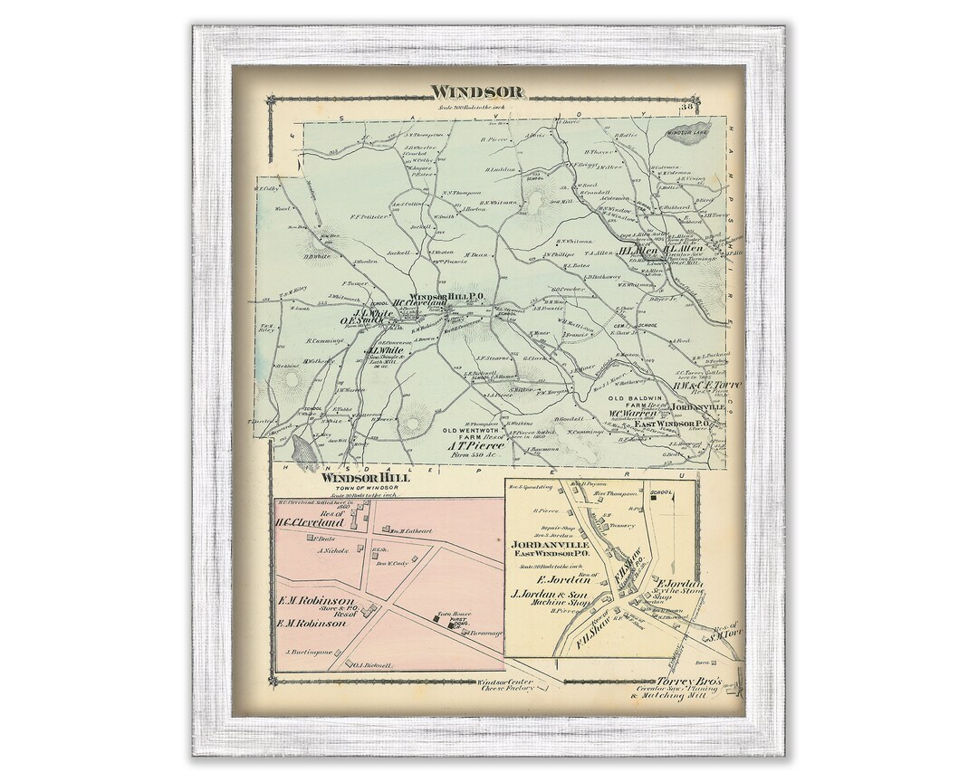 Town of Windsor, Massachusetts 1876 Map-colored Reproduction - Etsy