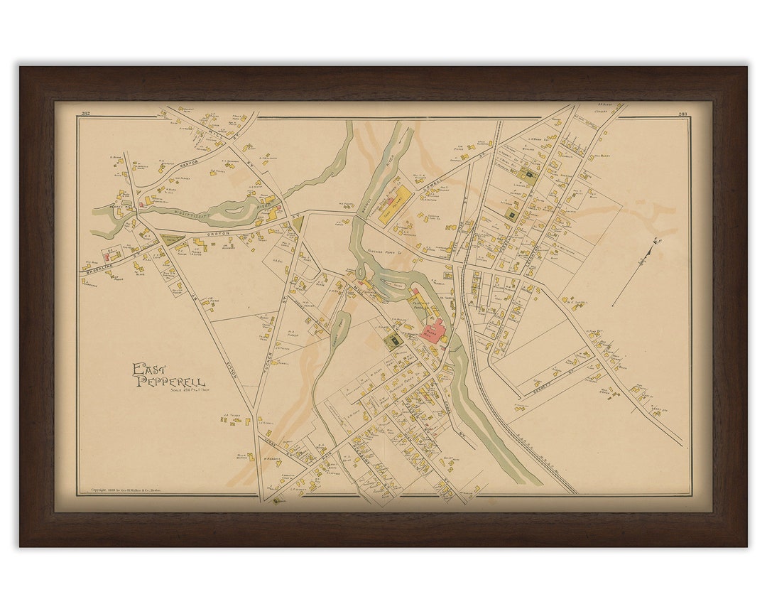 EAST PEPPERELL, Massachusetts 1889 Map - Replica or Genuine ORIGINAL - Etsy