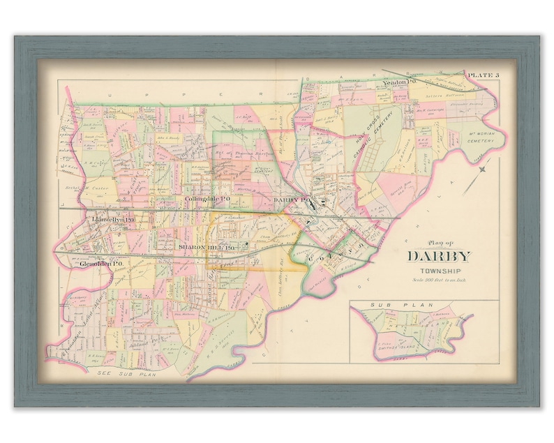 DARBY, Pennsylvania - 1892 Map - Etsy