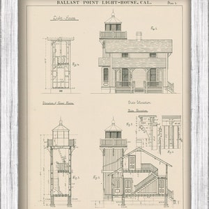 BALLAST POINT LIGHTHOUSE, California - Drawing and Plan of the ...