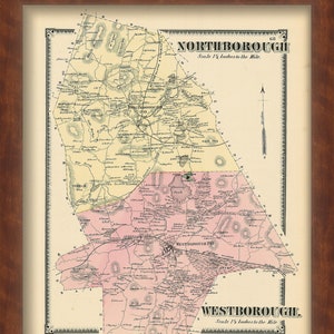 Towns of NORTHBOROUGH and WESTBOROUGH, Massachusetts 1870 Map - Etsy