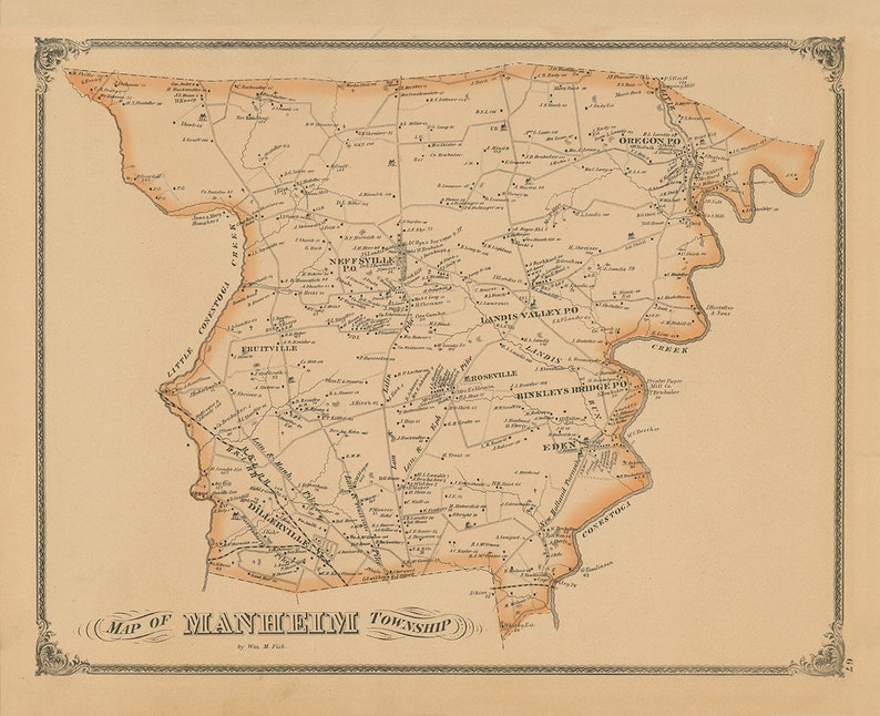 MANHEIM, Pennsylvania 1875 Map - Replica or GENUINE ORIGINAL - Etsy