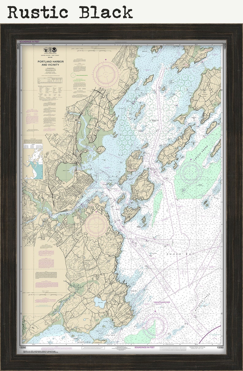 PORTLAND HARBOR Maine Nautical Chart 2018 - Etsy