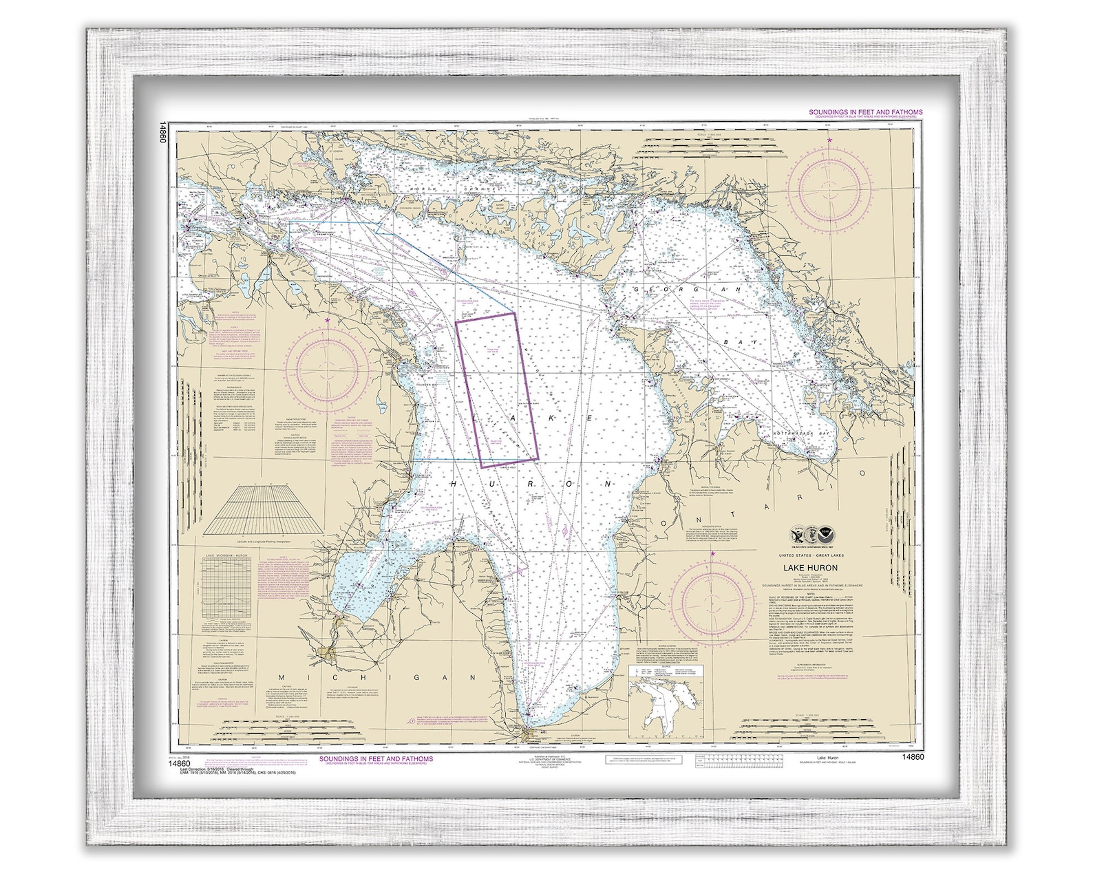 LAKE HURON - 2016 Nautical Chart - Etsy