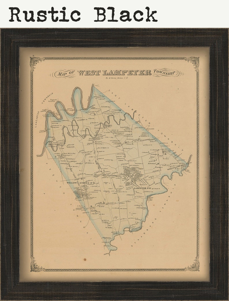West Lampeter Pennsylvania 1875 Map Replica or GENUINE - Etsy