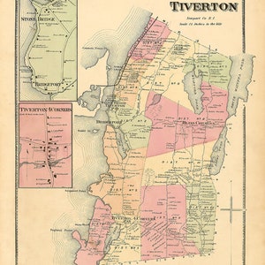 TIVERTON, Rhode Island 1870 Map - Etsy