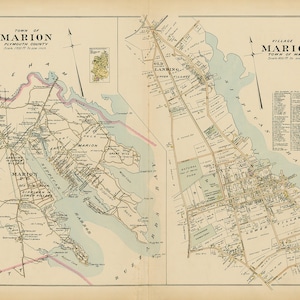 MARION, Massachusetts Town and Village - 1903 Map - Etsy