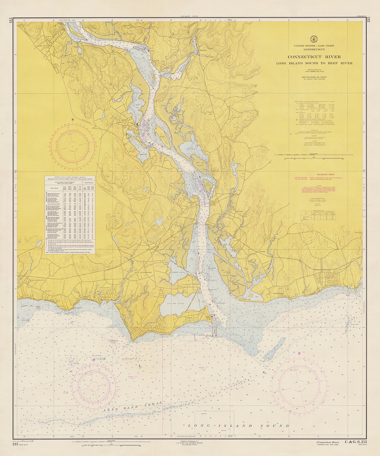 CONNECTICUT RIVER 1957 Nautical Chart - Etsy