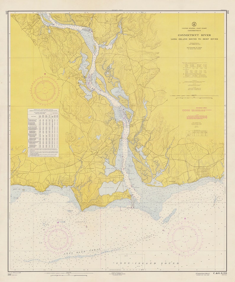 CONNECTICUT RIVER 1957 Nautical Chart - Etsy