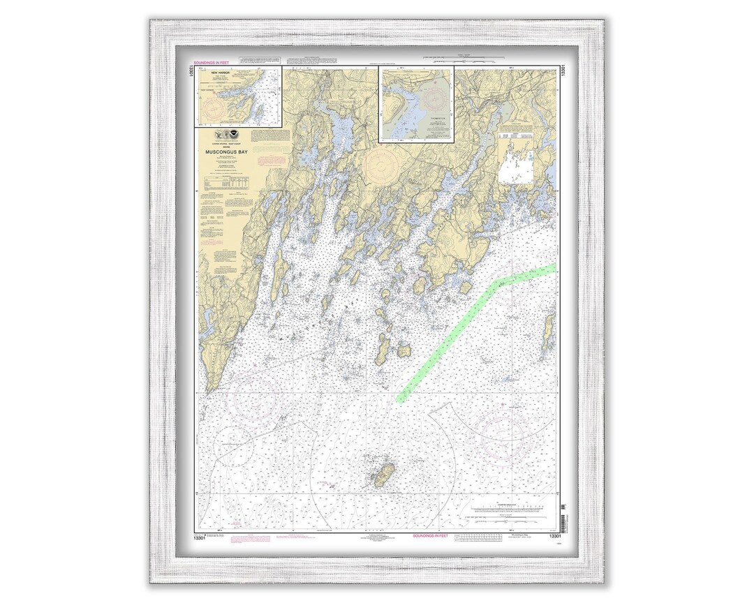 MONHEGAN ISLAND and Muscongus Bay, Maine - Nautical Chart 2011 - Etsy