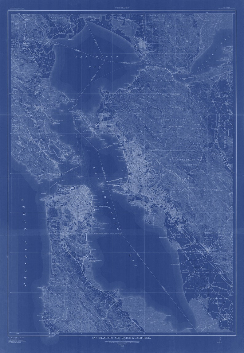 SAN FRANCISCO and VICINITY California 1915 Map Blueprint - Etsy