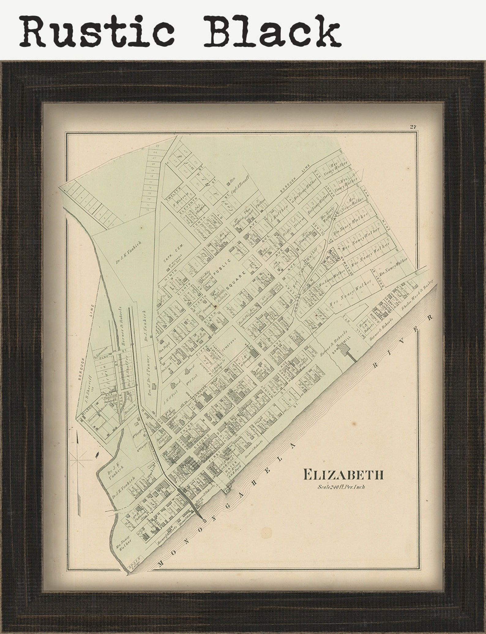 ELIZABETH Pennsylvania 1876 Map Replica or Genuine ORIGINAL | Etsy