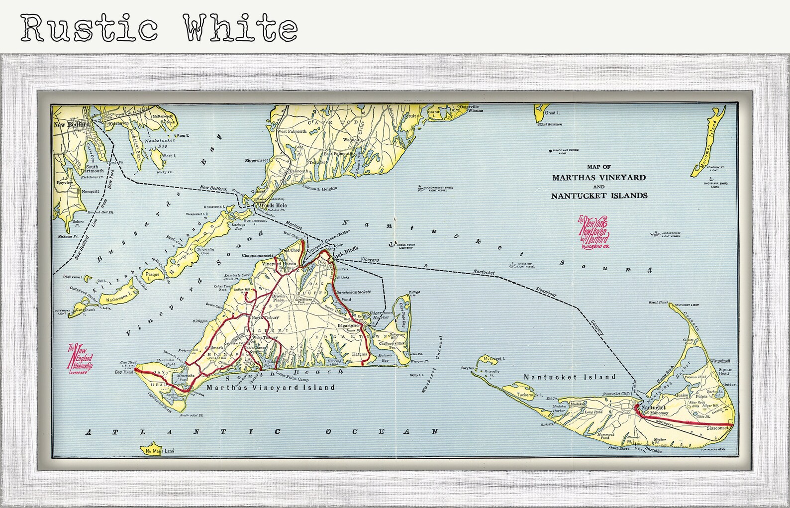 MARTHA's VINEYARD and NANTUCKET Ferry and Railroad Map | Etsy