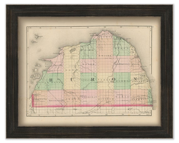 HURON COUNTY Michigan 1873 Map Replica or Genuine Original - Etsy