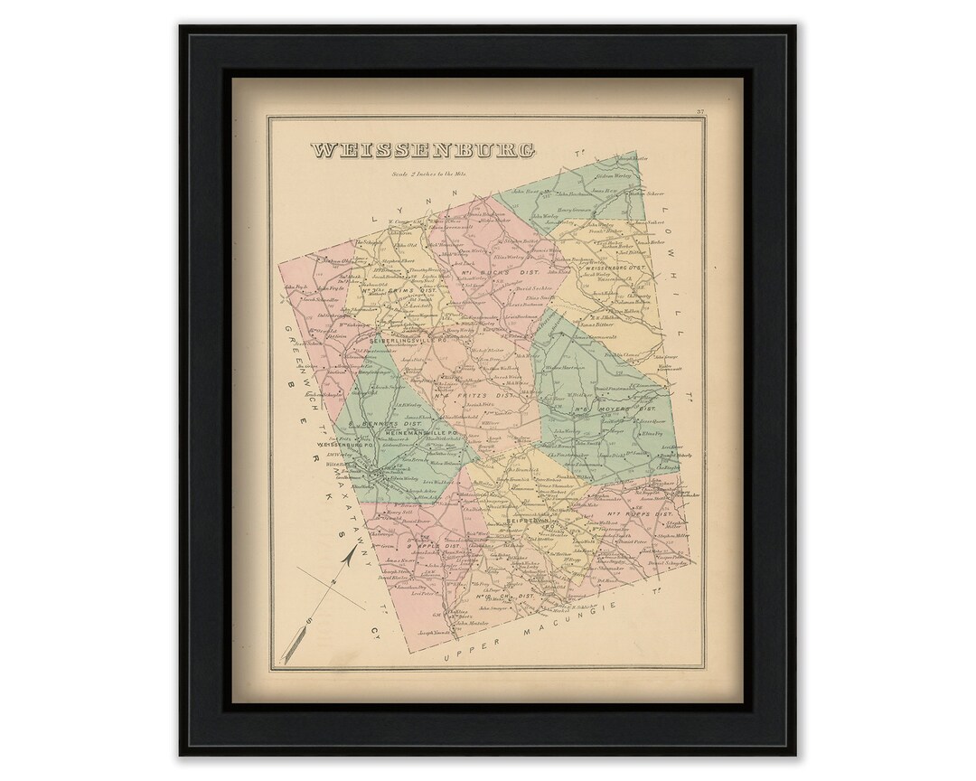 WEISSENBURG, Pennsylvania 1876 Map - Replica or Genuine Original - Etsy