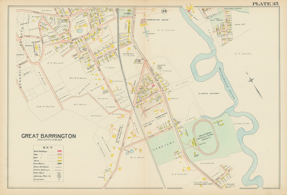 Village of GREAT BARRINGTON Massachusetts 1904 Map Replica - Etsy