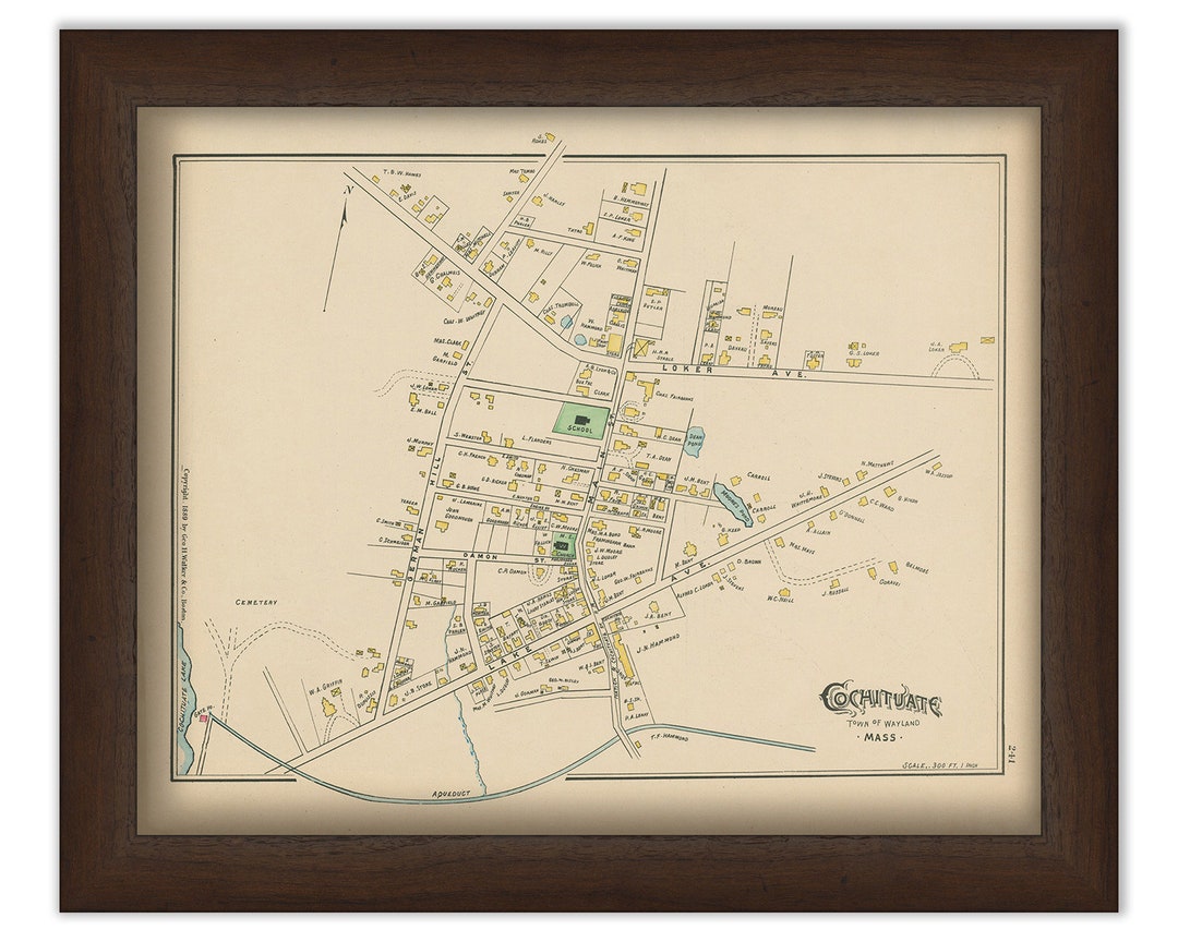 WAYLAND, Massachusetts 1889 Map - Replica or Genuine ORIGINAL - Etsy