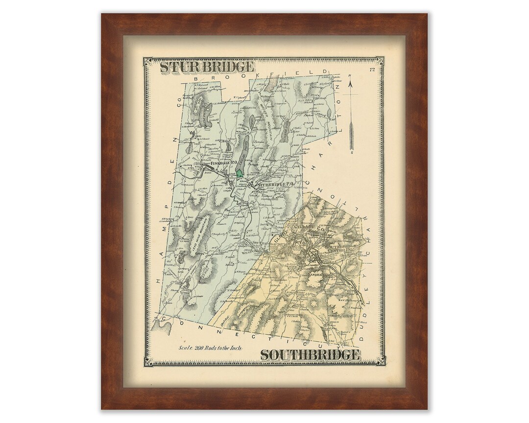 Towns of STURBRIDGE and SOUTHBRIDGE, Massachusetts 1870 Map - Etsy