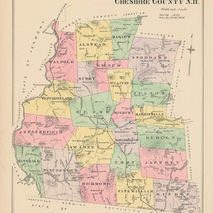 CHESTERFIELD, New Hampshire 1892 Map, Replica or Genuine ORIGINAL - Etsy
