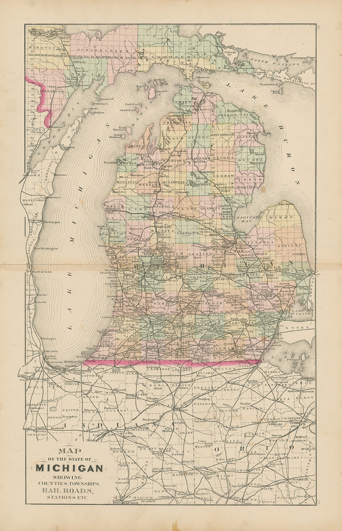 MECOSTA COUNTY, Michigan 1873 Map - Replica or Genuine Original - Etsy