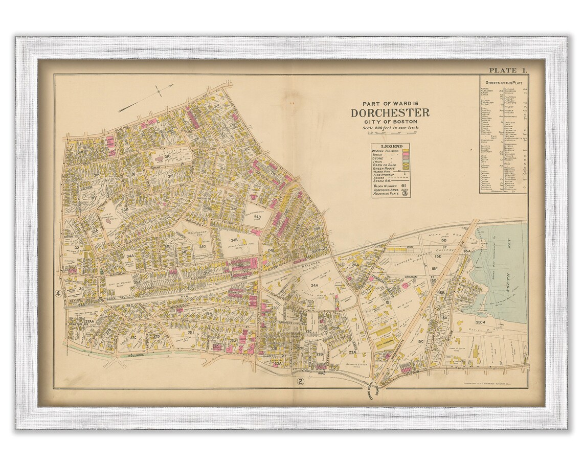 DORCHESTER Massachusetts 1899 map Plate 1 Replica or | Etsy