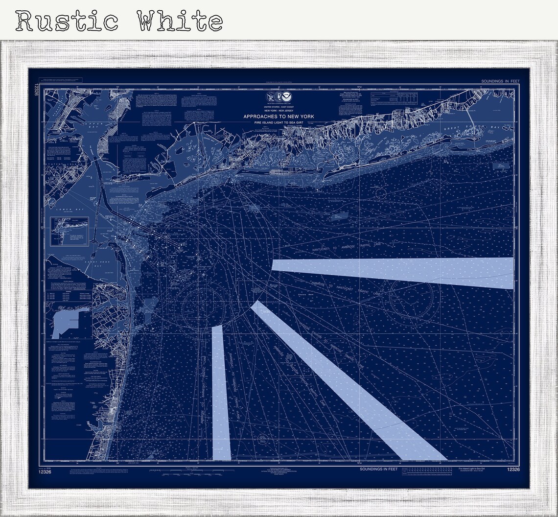 APPROACHES to NEW YORK Nautical Chart Blueprint Published in - Etsy
