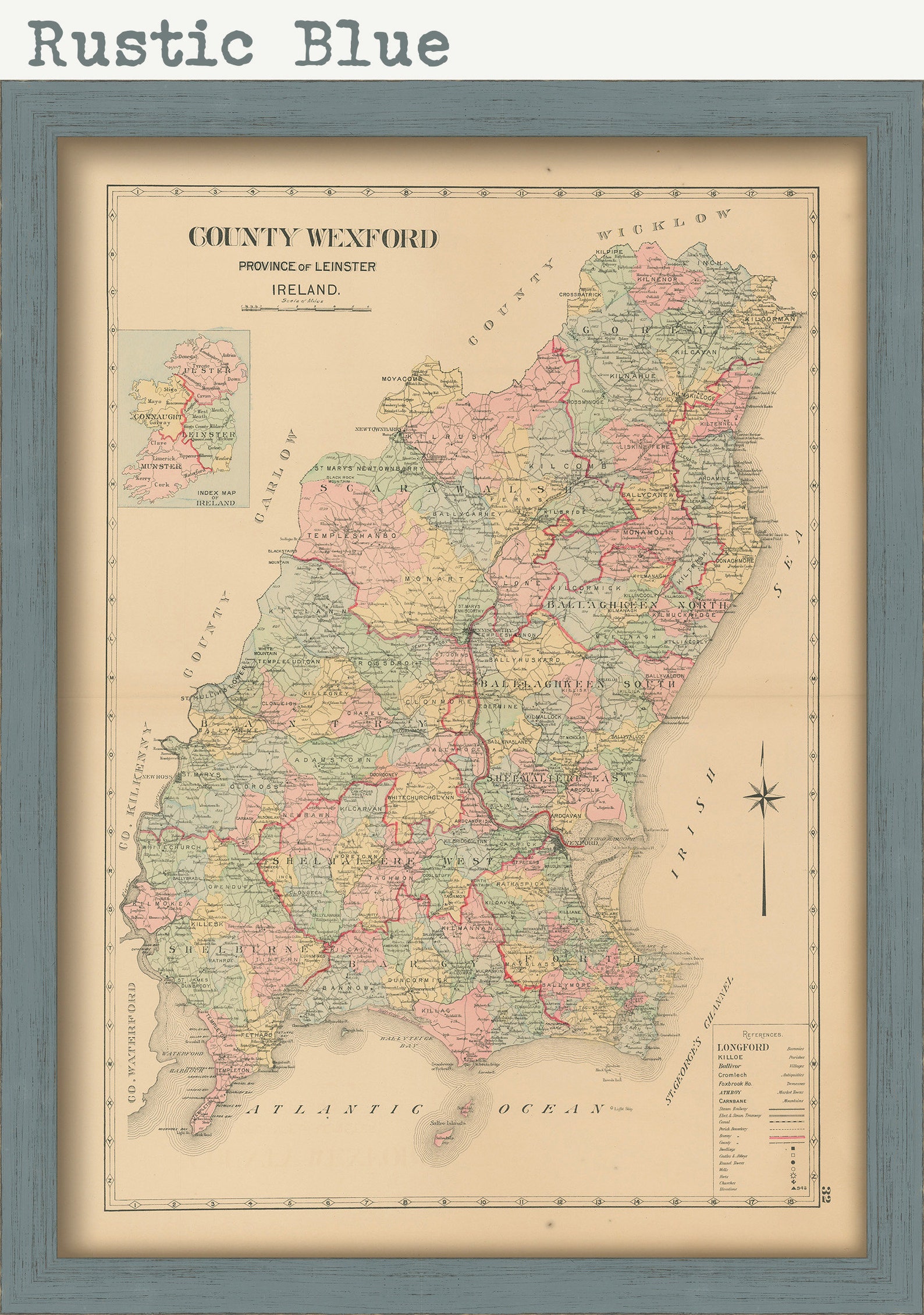 COUNTY WEXFORD Ireland 1901 Map Replica or GENUINE Original - Etsy UK