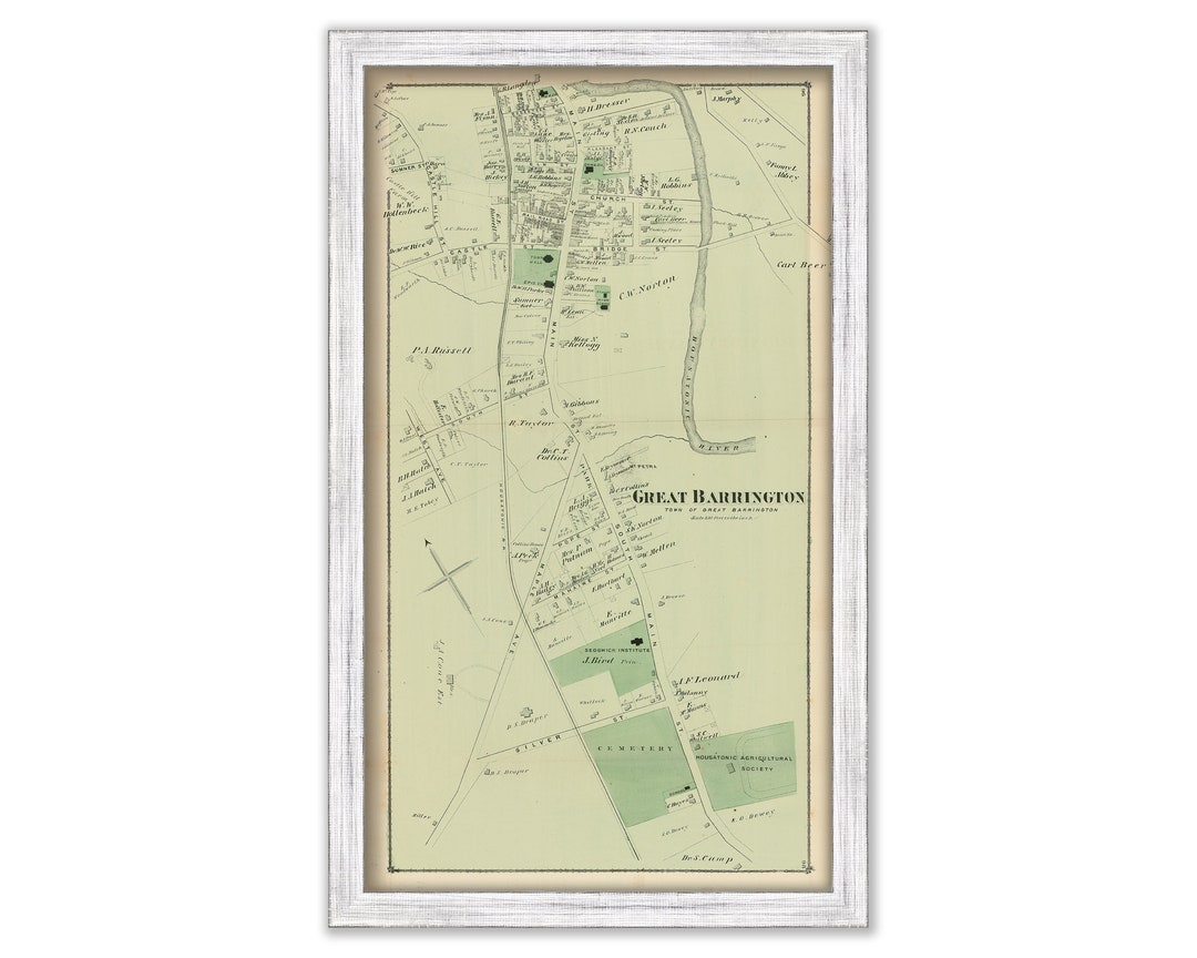 Village of GREAT BARRINGTON, Massachusetts 1871 Map - Replica or ...