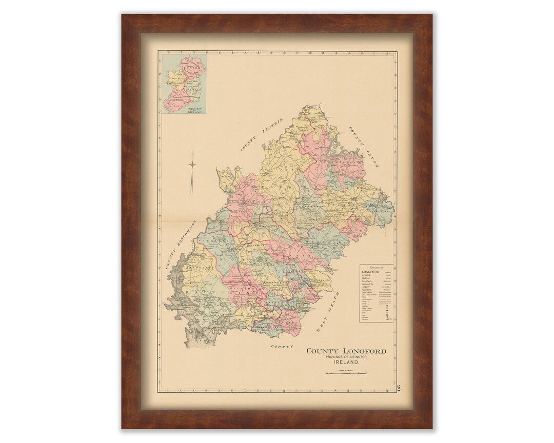COUNTY LONGFORD, Ireland 1901 Map - Replica or GENUINE Original - Etsy