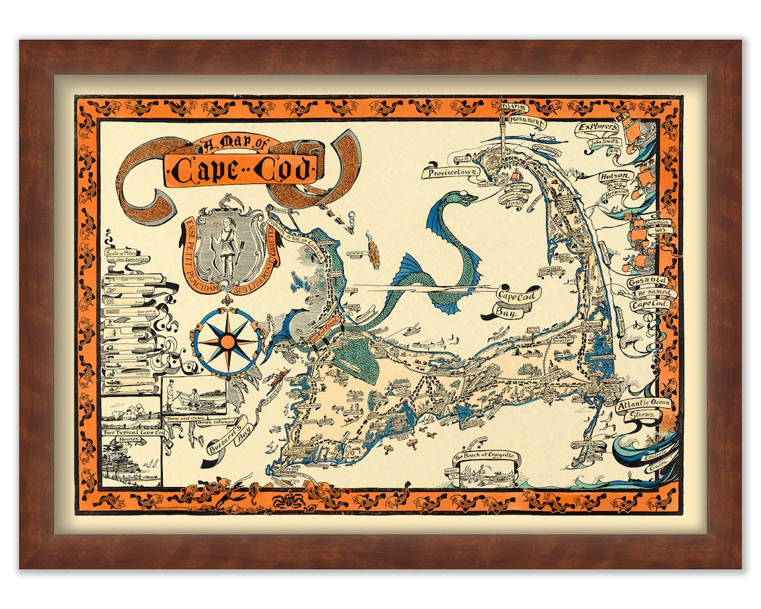 CAPE COD, Massachusetts 1926 Pictorial Map - Etsy