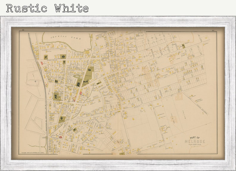 MELROSE Massachusetts 1889 Map Replica or Genuine ORIGINAL - Etsy