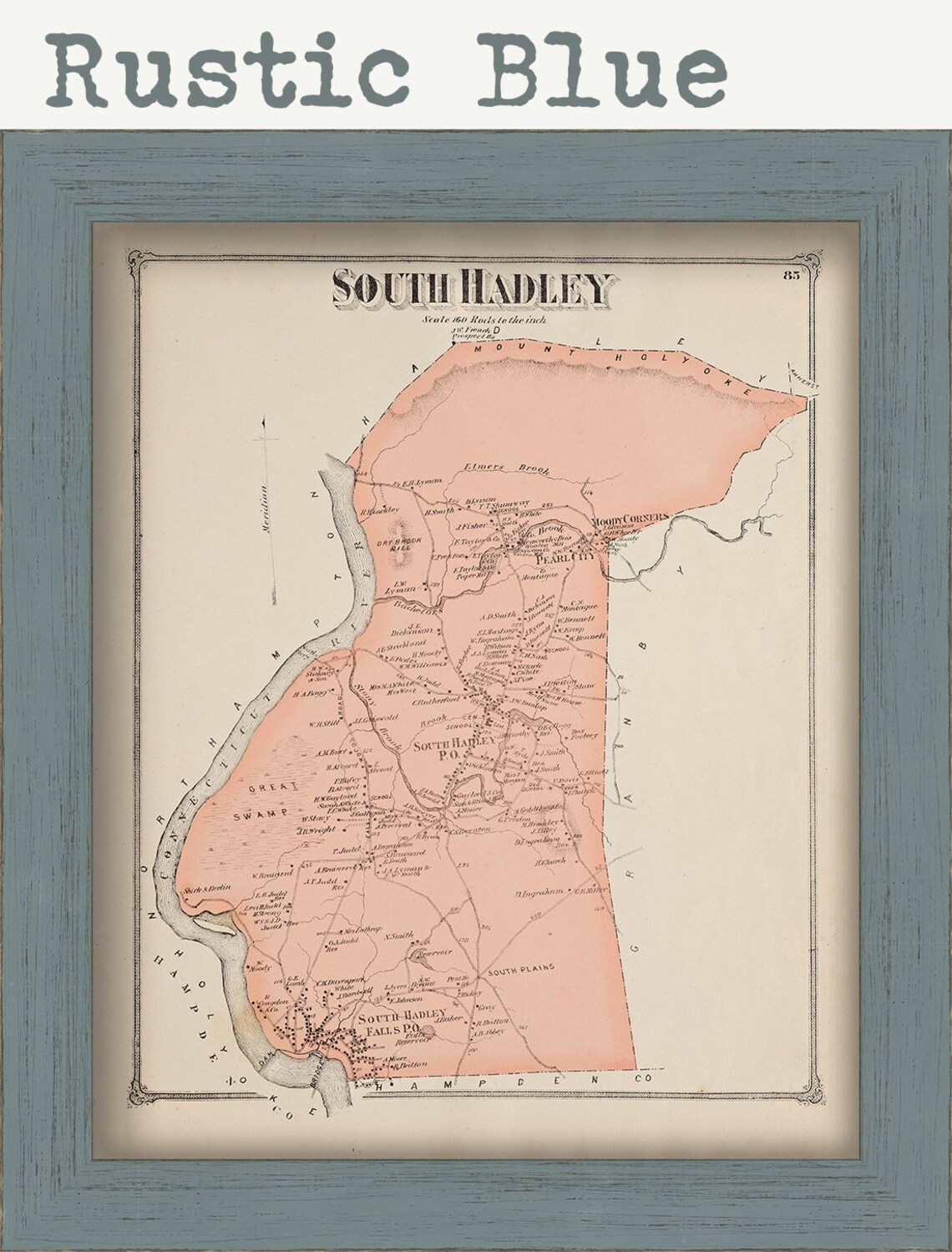 Town of SOUTH HADLEY Massachusetts 1873 Map | Etsy