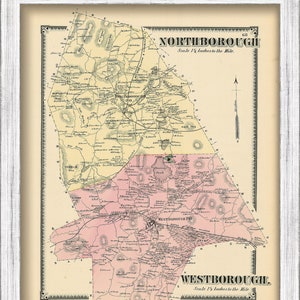 Towns of NORTHBOROUGH and WESTBOROUGH, Massachusetts 1870 Map - Etsy
