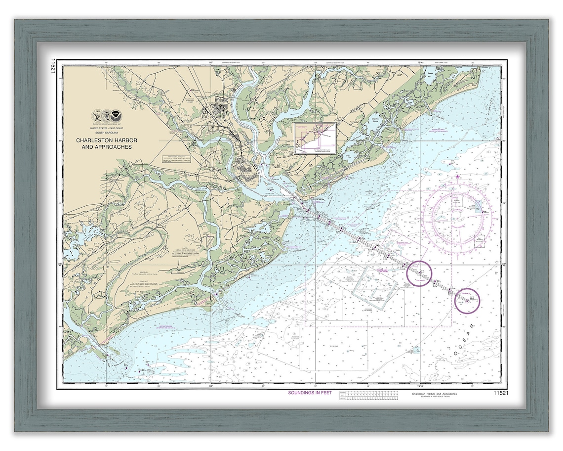 CHARLESTON HARBOR, South Carolina - Nautical Chart 2015 - Etsy